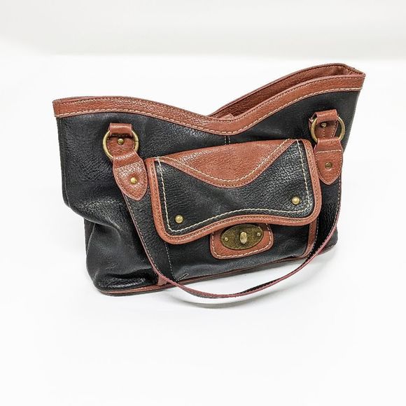 boc | Bags | Boc Black Brownleather Shoulder Bag | Poshmark